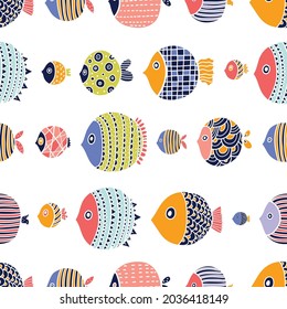 Cute Fish Kids Background Seamless Pattern Stock Vector (Royalty Free ...