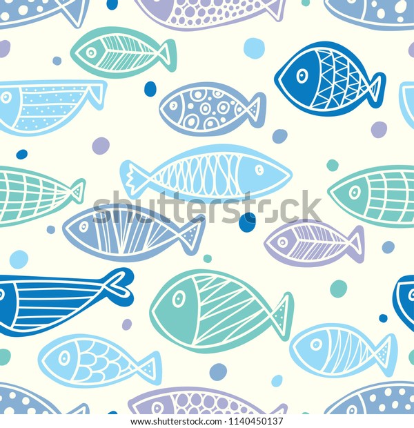 Cute Fish Kids Background Seamless Pattern Stock Vector (Royalty Free ...