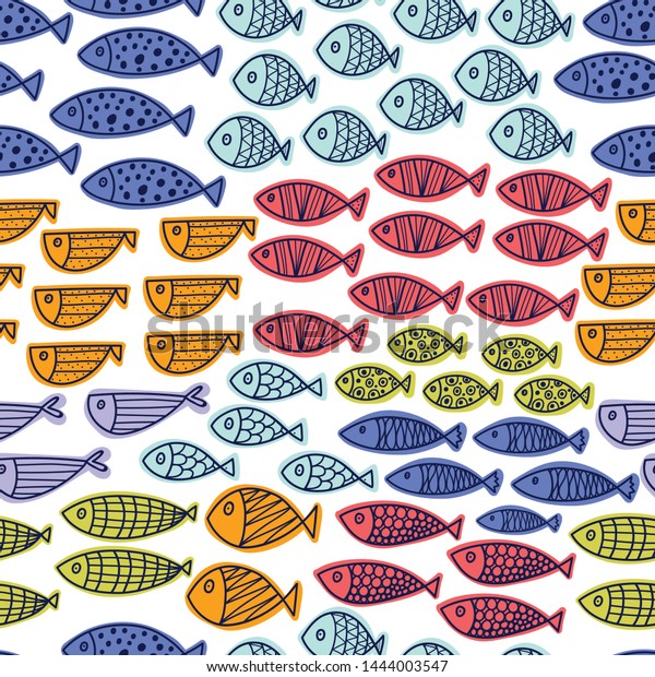 Cute Fish Kids Background Seamless Pattern Stock Vector (Royalty Free ...