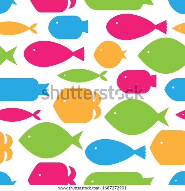 Cute Fish Kids Background Seamless Pattern Stock Vector (Royalty Free ...