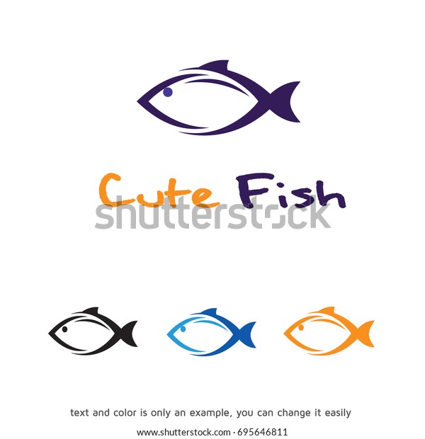 Cute Fish Logo Template Design Vector 스톡 벡터(로열티 프리) 695646811