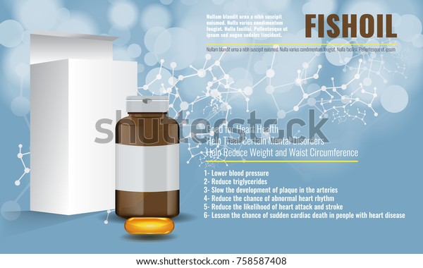 Cute Fish Oil Ads Layout Design Stock Vector (Royalty Free) 758587408 ...