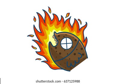Cute Fish On Fire Vector Illustration Stock Vector (Royalty Free ...