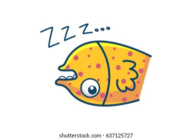 Cute Fish Sleeping Vector Illustration Isolated Stock Vector (Royalty ...