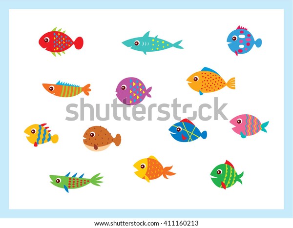 Cute Fish Vector Illustration Icons Set Stock Vector (Royalty Free ...