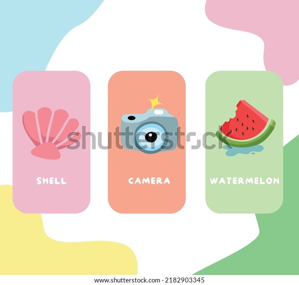 Cute Flashcards Children Printable Colourful Game: vetor stock (livre ...