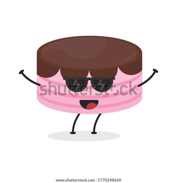 Cute Flat Cartoon Birthday Cake Illustration Stock Vector (Royalty Free ...