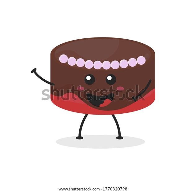 Cute Flat Cartoon Birthday Cake Illustration Stock Vector (Royalty Free ...