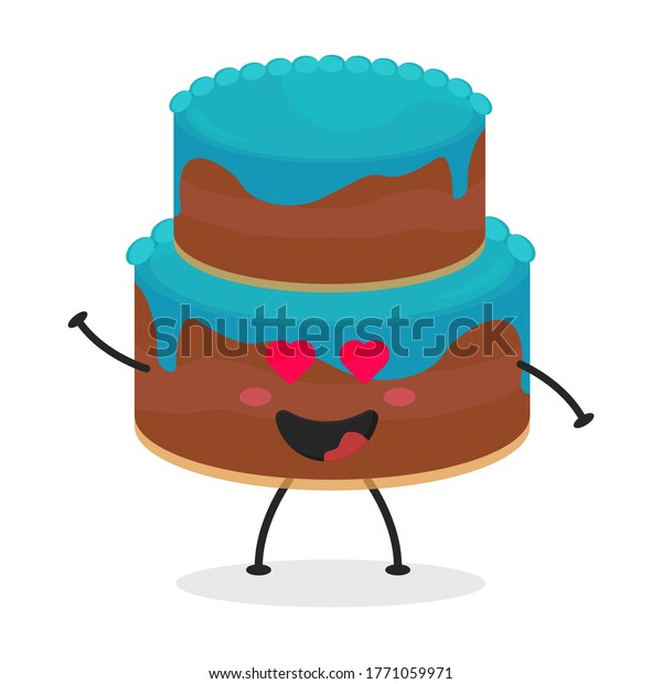 Cute Flat Cartoon Birthday Cake Illustration Stock Vector (Royalty Free ...