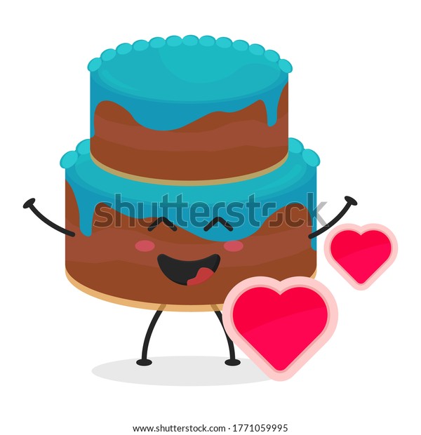 Cute Flat Cartoon Birthday Cake Illustration Stock Vector (Royalty Free ...