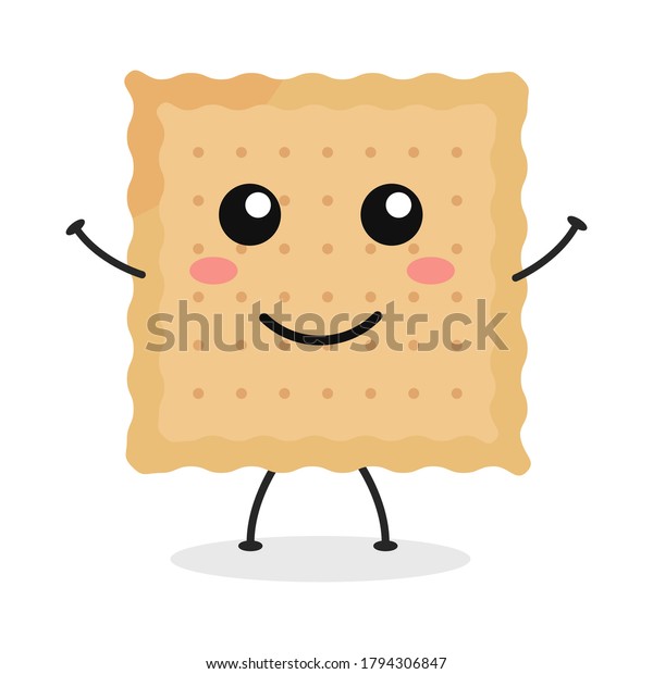 Cute Flat Cartoon Biscuit Illustration Vector Stock Vector (Royalty ...