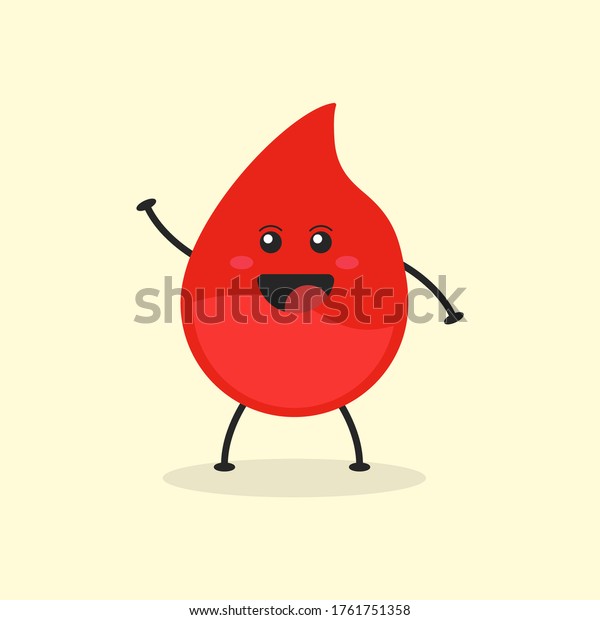 Cute Flat Cartoon Blood Drop Illustration: เวกเตอร์สต็อก (ปลอดค่า ...