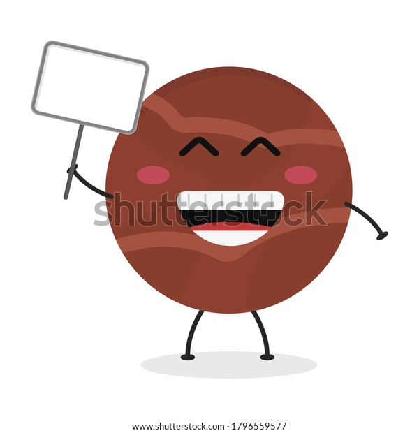 Cute Flat Cartoon Chocolate Ball Holding Stock Vector (Royalty Free ...