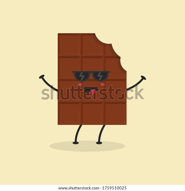 Cute Flat Cartoon Chocolate Bar Illustration Stock Vector (Royalty Free ...