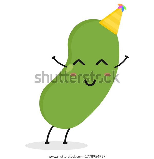 Cute Flat Cartoon Green Bean Illustration Stock Vector (Royalty Free ...
