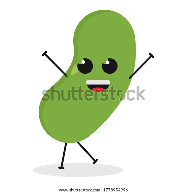 Cute Flat Cartoon Green Bean Illustration Stock Vector (Royalty Free ...