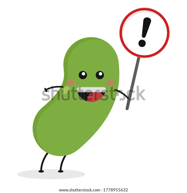 Cute Flat Cartoon Green Bean Holding Stock Vector (Royalty Free ...
