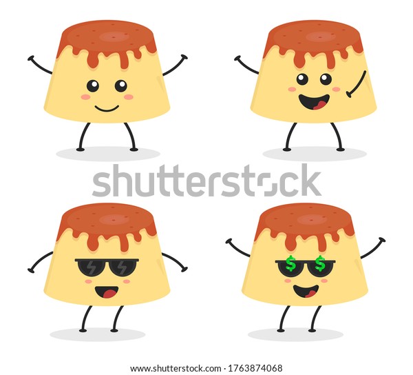 Cute Flat Cartoon Pudding Illustration Vector Stock Vector (Royalty ...