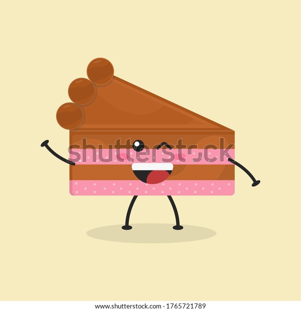 Cute Flat Cartoon Sliced Cake Illustration Stock Vector (Royalty Free ...