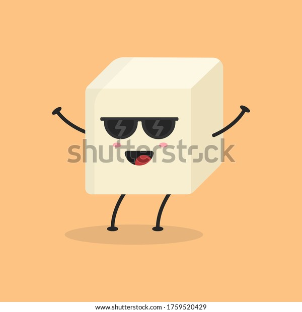 Cute Flat Cartoon Tofu Illustration Vector Stock Vector (Royalty Free ...