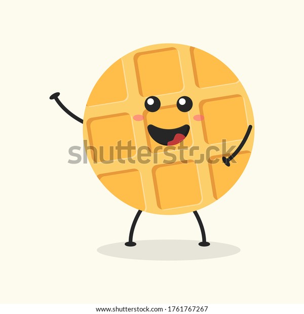 Cute Flat Cartoon Waffle Illustration Vector Stock Vector (Royalty Free ...
