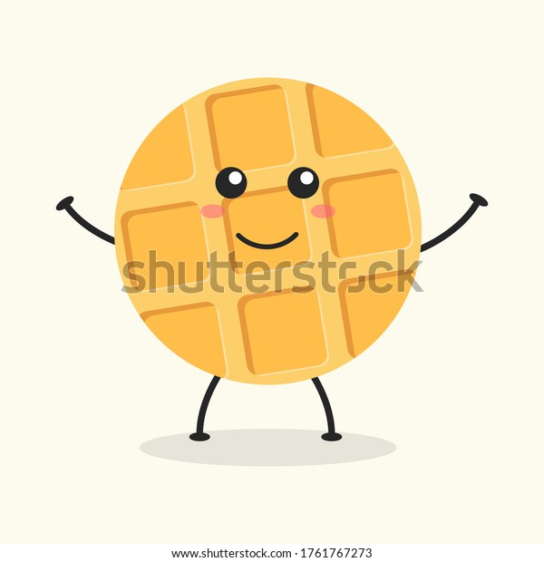 Cute Flat Cartoon Waffle Illustration Vector Stock Vector (Royalty Free ...