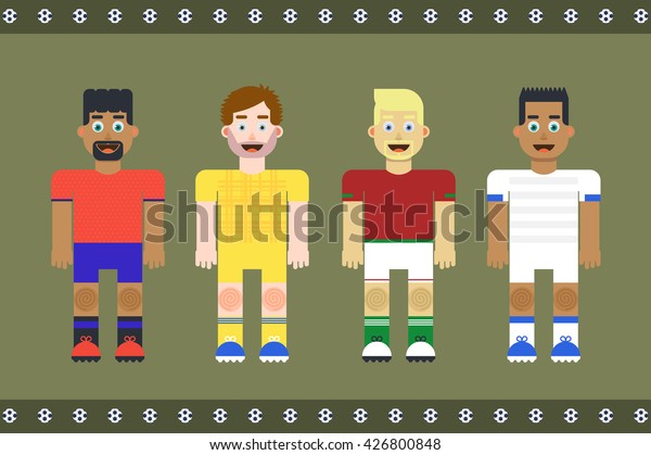 Cute Flat Vector Football Avatars Characters Stock Vector (Royalty Free ...