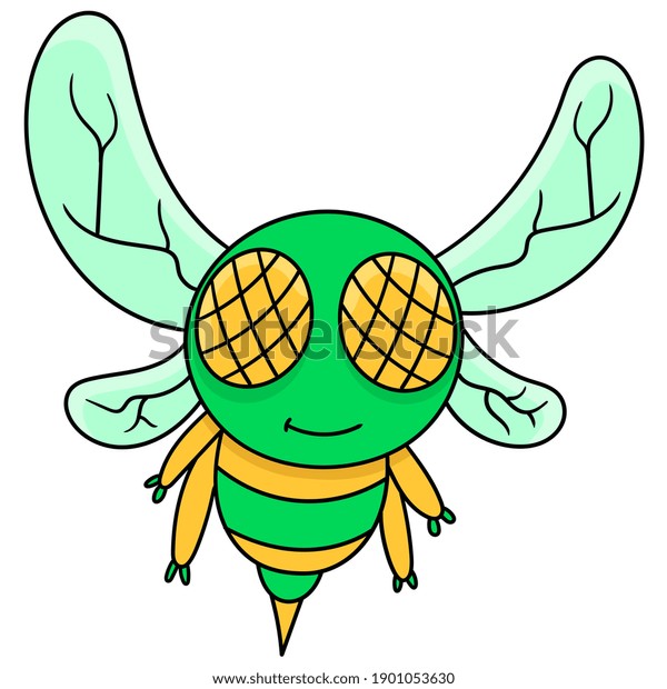 Cute Flies Flying Doodle Draw Kawaii Stock Vector (Royalty Free ...