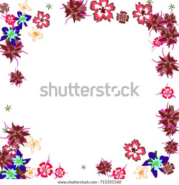 Cute Floral Frame Colorful Border Flowers 스톡 벡터(로열티 프리) 715331560 ...