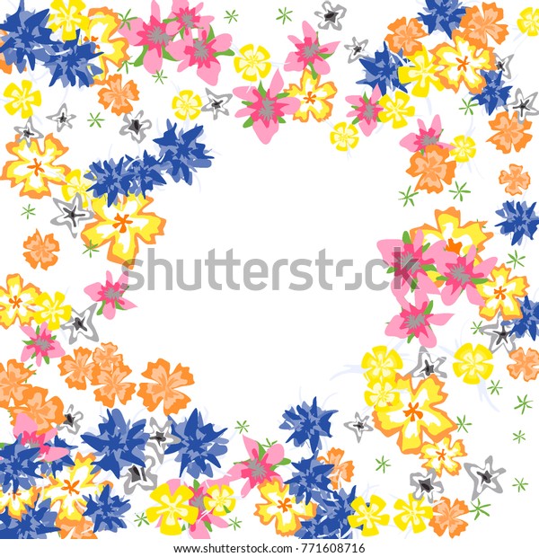 Cute Floral Frame Colorful Border Flowers Stock Vector (Royalty Free ...