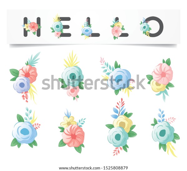 Cute Flower Illustrations Design Templates These Stock Vector (Royalty ...