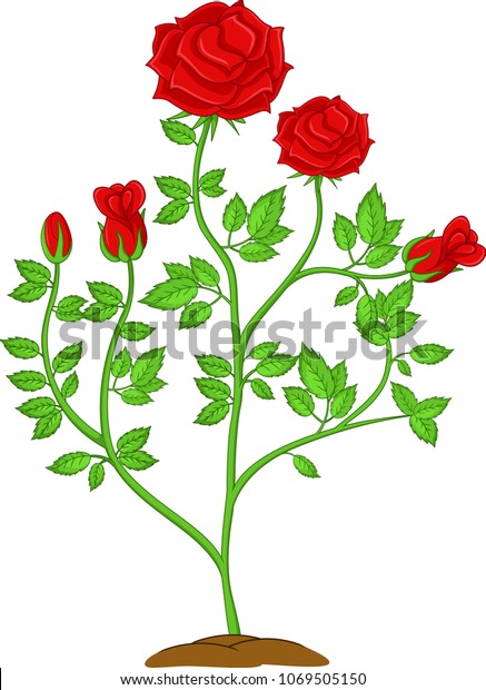 Cute Flower Rose Trees Cartoon Stock Vector (Royalty Free) 1069505150 ...