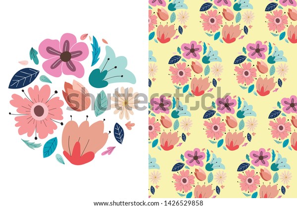 Cute Flowers Hand Drawn Editable Patterns Stock Vector (Royalty Free ...