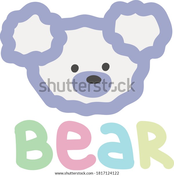 Cute Fluffy Bear Lettering Stock Vector (Royalty Free) 1817124122 ...