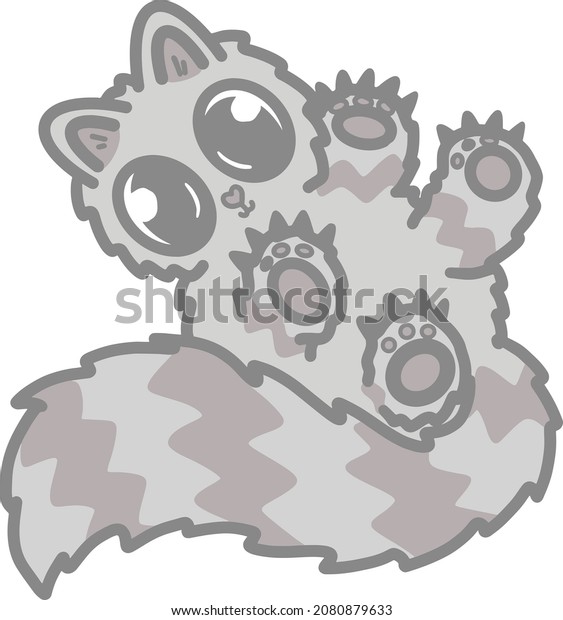 Cute Fluffy Cartoon Cat Kitten Character Stock Vector (Royalty Free ...