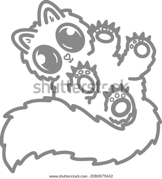 Cute Fluffy Cartoon Cat Kitten Character Stock Vector (Royalty Free ...