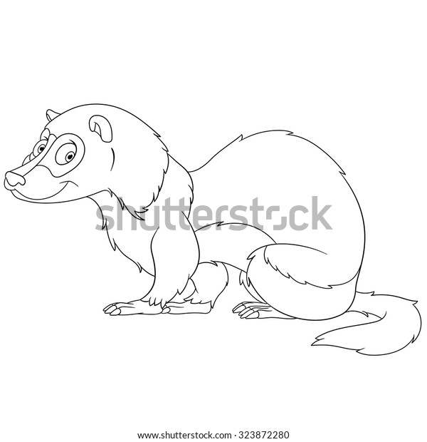 Cute Fluffy Polecat Sitting Looking Stock Vector (Royalty Free) 323872280