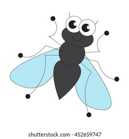 Cute Fly Cartoon Outlined Character Black Stock Vector (Royalty Free ...