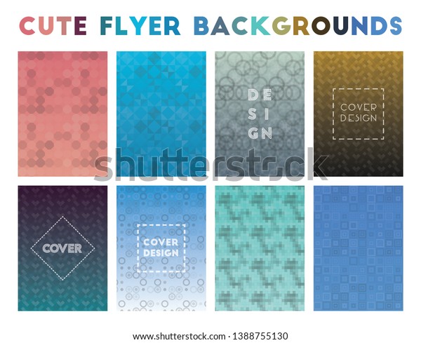 Cute Flyer Backgrounds Adorable Geometric Patterns Stock Vector ...