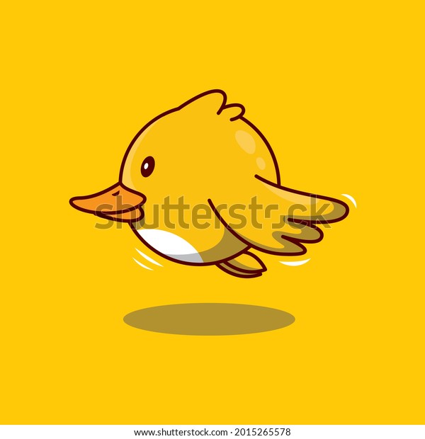 Cute Flying Duck Cartoon Icon Illustration Stock Vector (Royalty Free ...