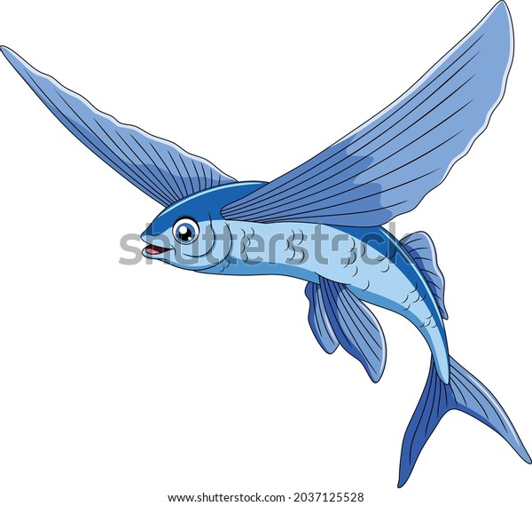 Cute Flying Fish Cartoon Vector Illustration Stock Vector (Royalty Free ...