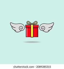 Cute Flying Gift Box Design Illustration Stock Vector (Royalty Free ...