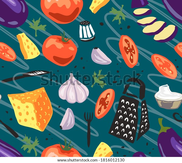 Cute Food Pattern Vegetable Seamless Pattern Stock Vector (Royalty Free ...
