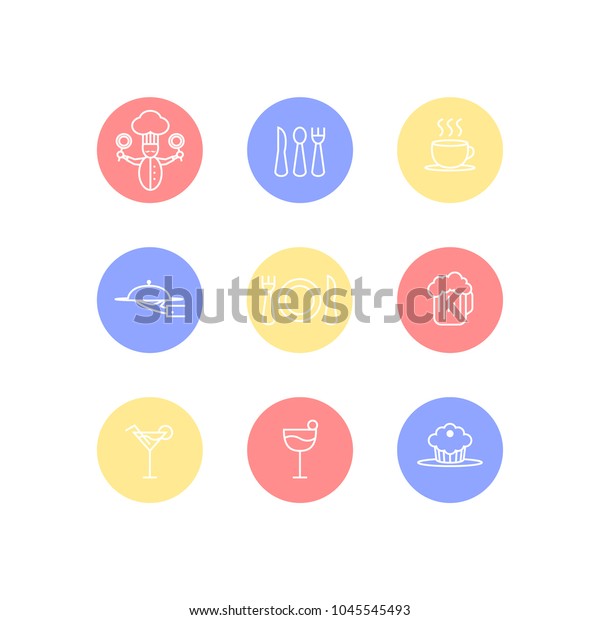 Cute Food Restaurant Vector Icons Set Stock Vector (Royalty Free ...