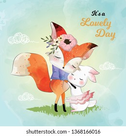 Cute Fox Bunny Stock Vector (Royalty Free) 1368166016 | Shutterstock