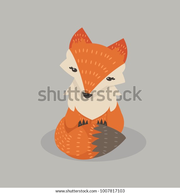 Cute Fox Cartoon Fox Flat Style Stock Vector (Royalty Free) 1007817103