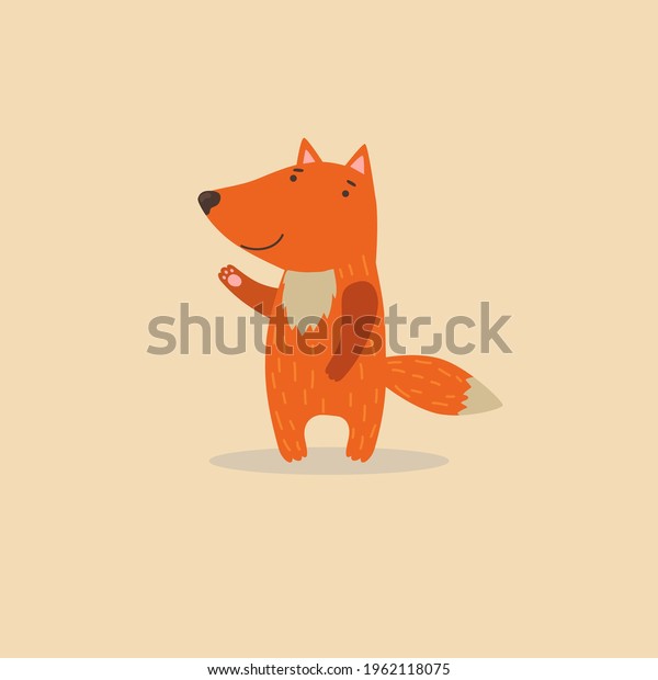 Cute Fox Cartoon Style On Orange Stock Vector (Royalty Free) 1962118075 ...
