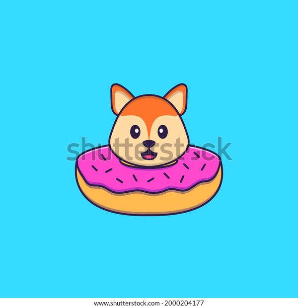 Cute Fox Donut On His Neck Stock Vector (Royalty Free) 2000204177 ...