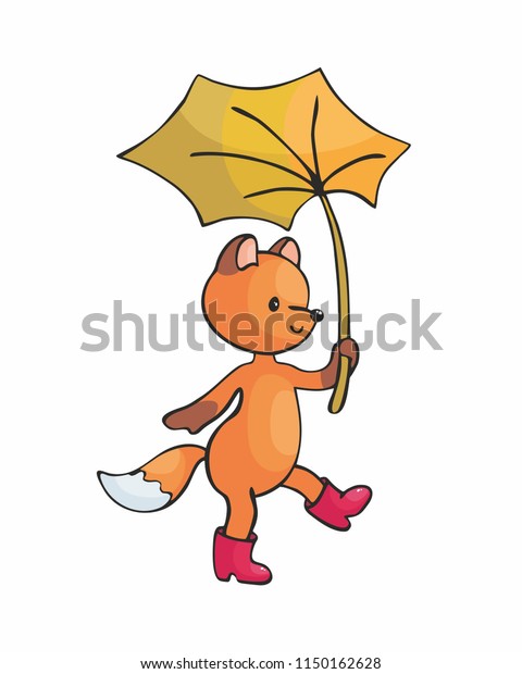Cute Fox Doodle Style Isolated On Stock Vector (Royalty Free ...