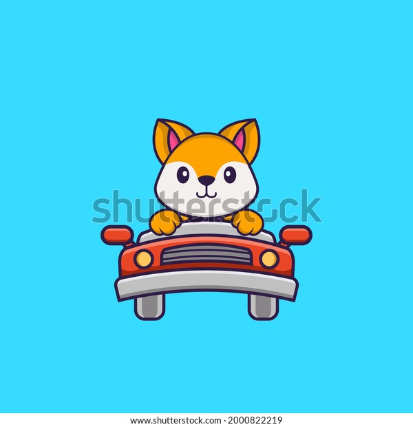 Cute Fox Driving Animal Cartoon Concept Stock Vector (Royalty Free ...